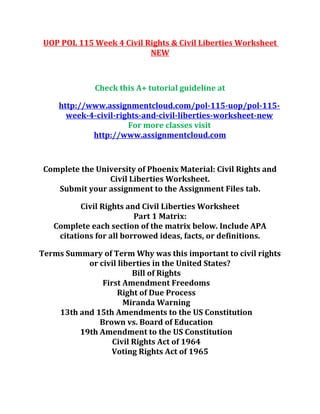 Uop pol 115 week 4 civil rights | PDF