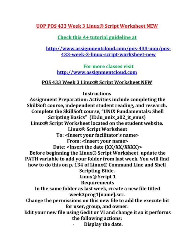 Uop pos 433 week 3 linux | PDF