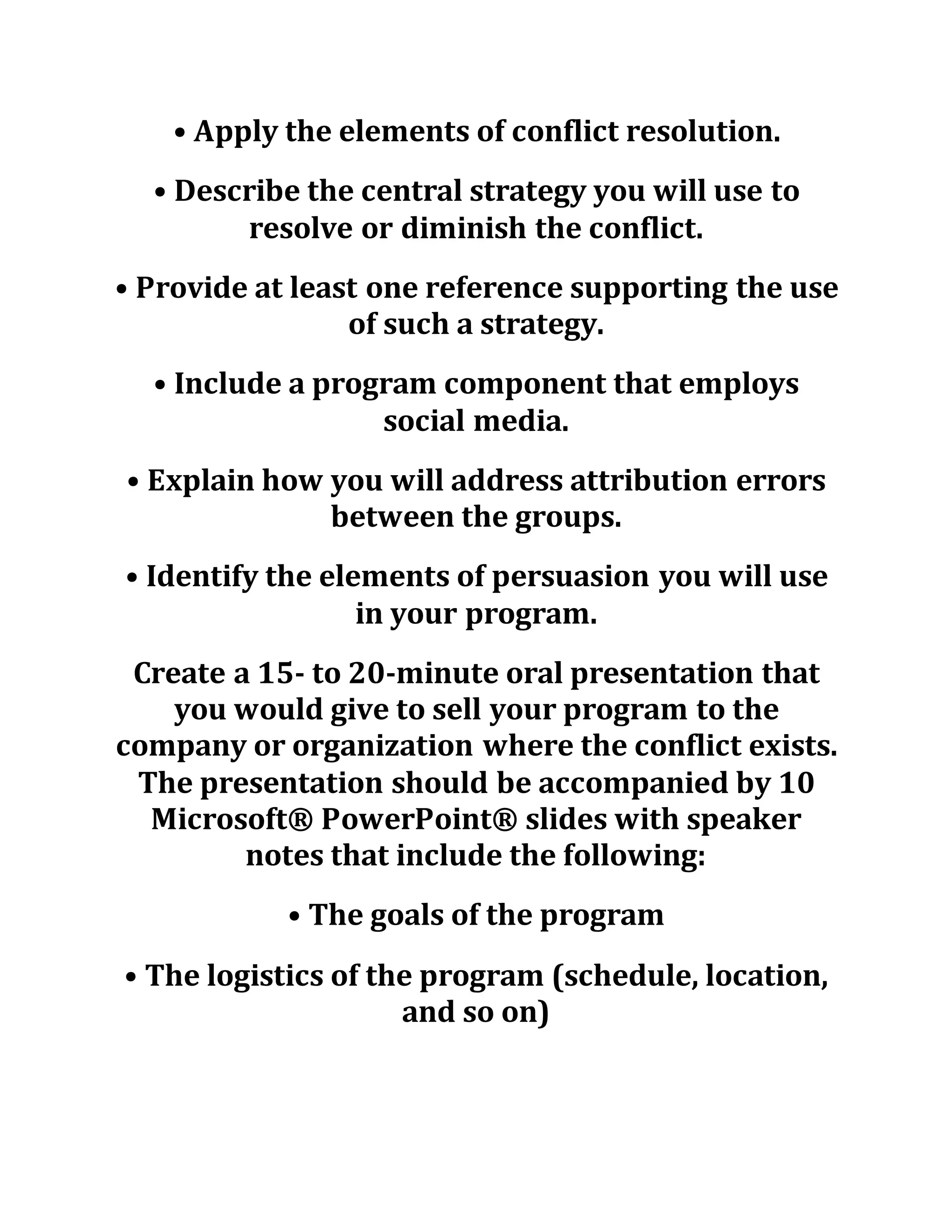 Uop psy 400 week 5 conflict resolution program paper and presentation | PDF