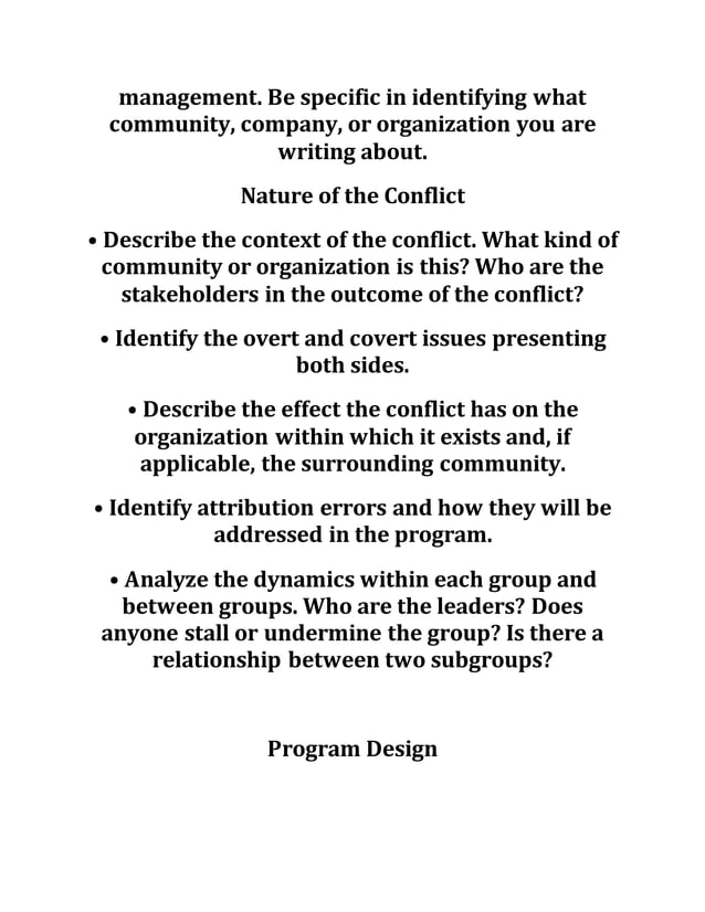 Uop psy 400 week 5 conflict resolution program paper and presentation | PDF