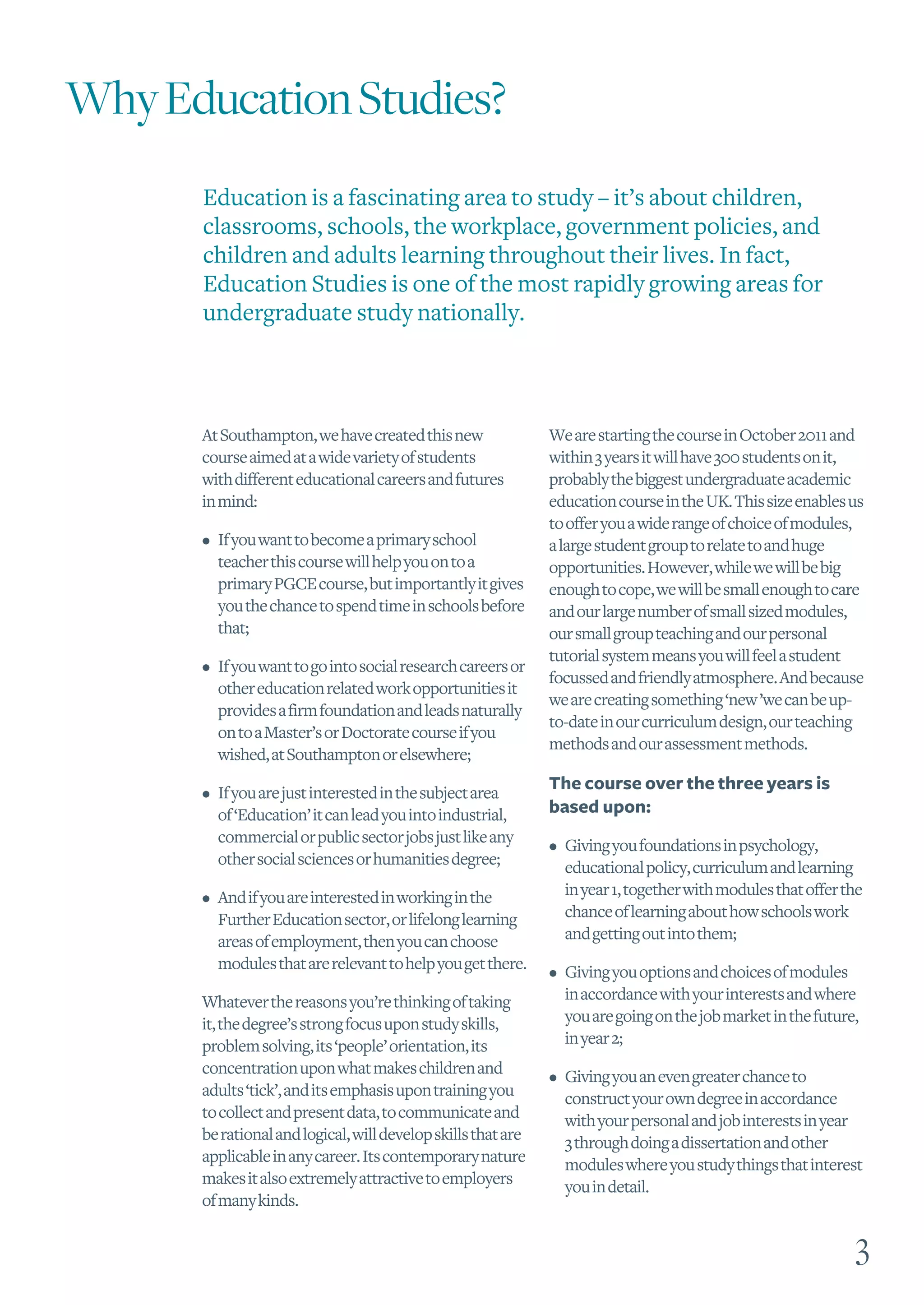 University of Southampton BSc Education Studies | PDF