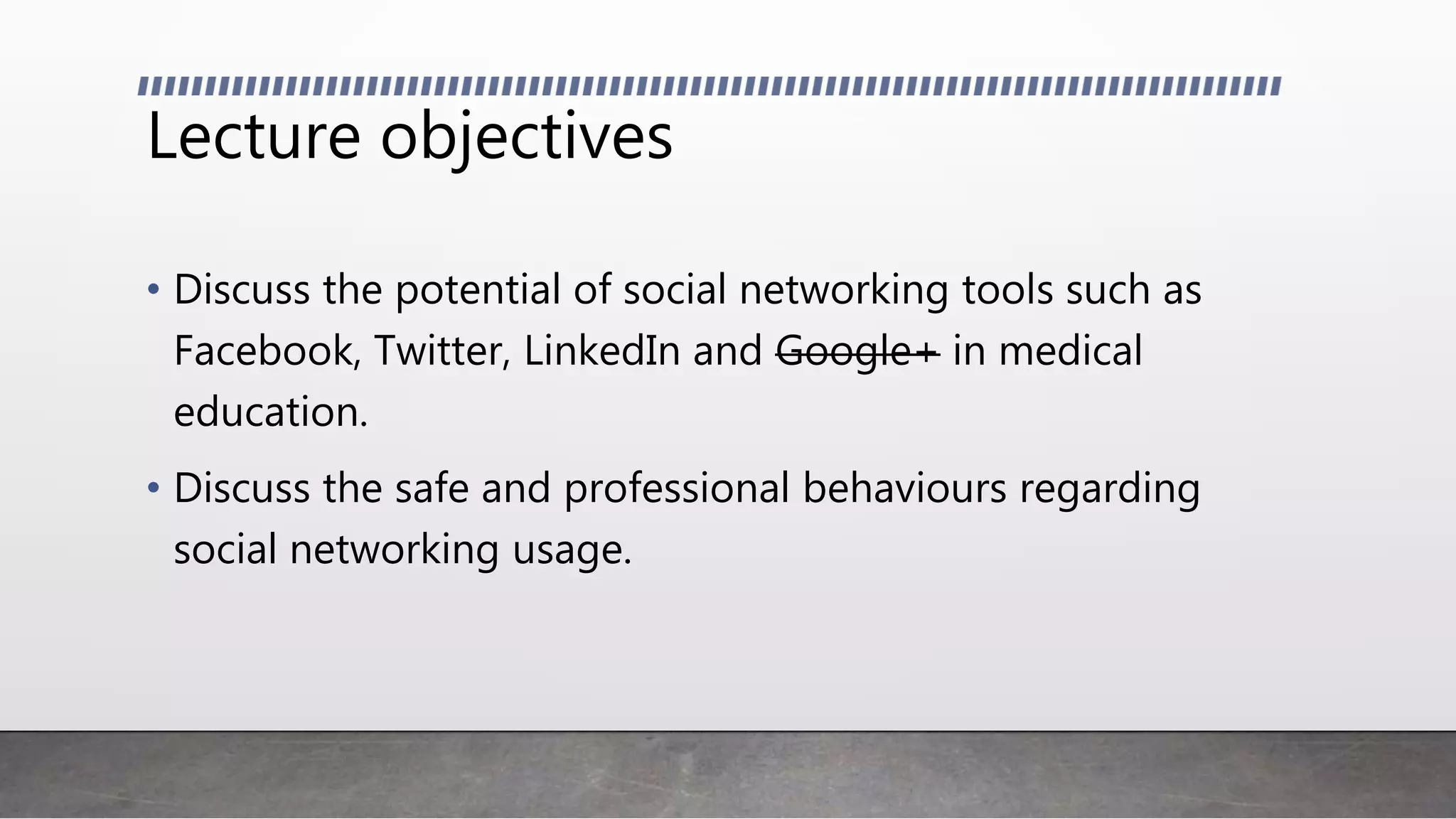 Professional Use of Social Media 2019 | PPTX