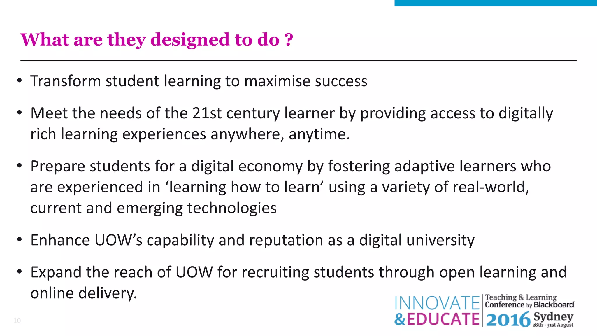 UOW Exemplar Moodle Site with DLT’s - Lynley Clark, Blackboard and ...