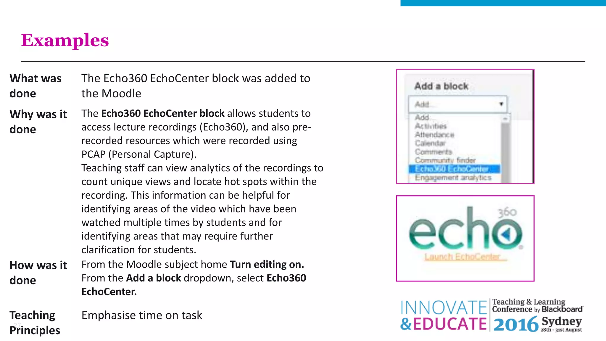 UOW Exemplar Moodle Site with DLT’s - Lynley Clark, Blackboard and ...
