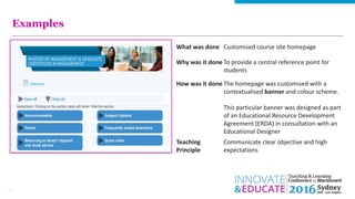 UOW Exemplar Moodle Site with DLT’s - Lynley Clark, Blackboard and ...