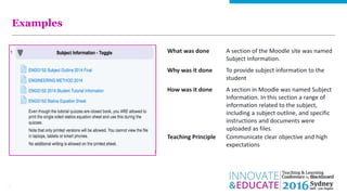 UOW Exemplar Moodle Site with DLT’s - Lynley Clark, Blackboard and ...