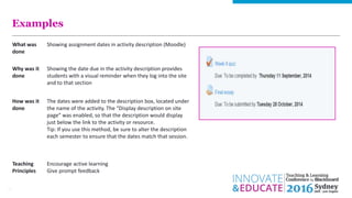 UOW Exemplar Moodle Site with DLT’s - Lynley Clark, Blackboard and ...