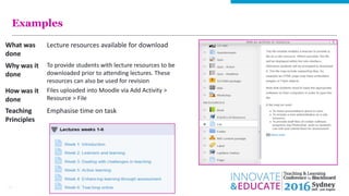 UOW Exemplar Moodle Site with DLT’s - Lynley Clark, Blackboard and ...