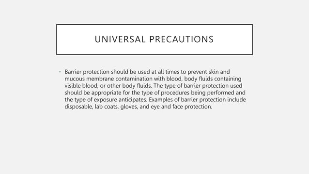 Universal Precautions | PPTX | Infectious Diseases | Diseases and ...