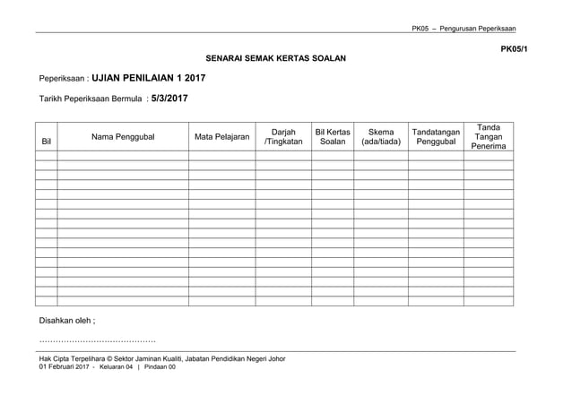 Up1 17' pk05 1 senarai semak kertas soalan copy | DOC
