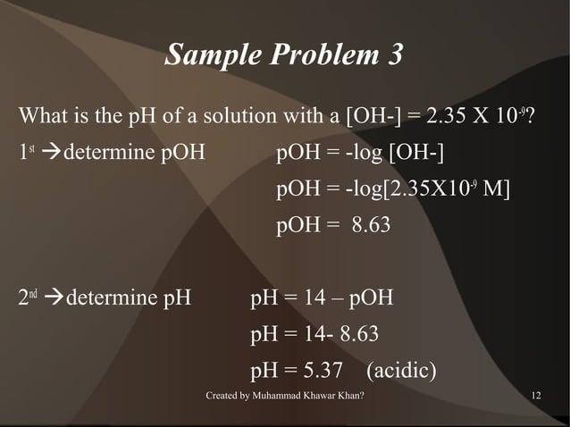 Ph and POH | PPT | Chemistry | Science
