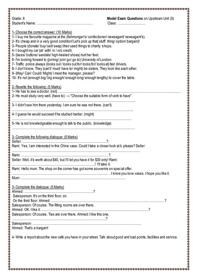 Upstream B2 Worksheet Unit 5 | PDF