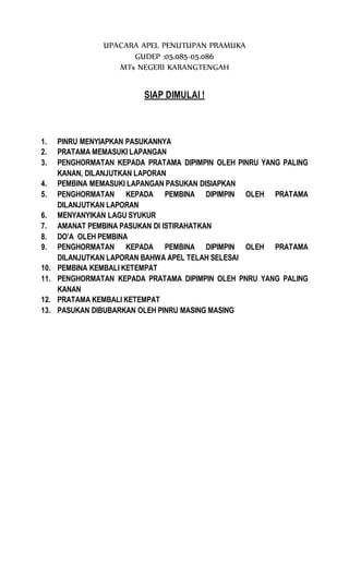 Upacara apel pembukaan pramuka | DOCX