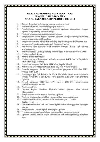 Upacara bendera dan pelantikan | DOCX