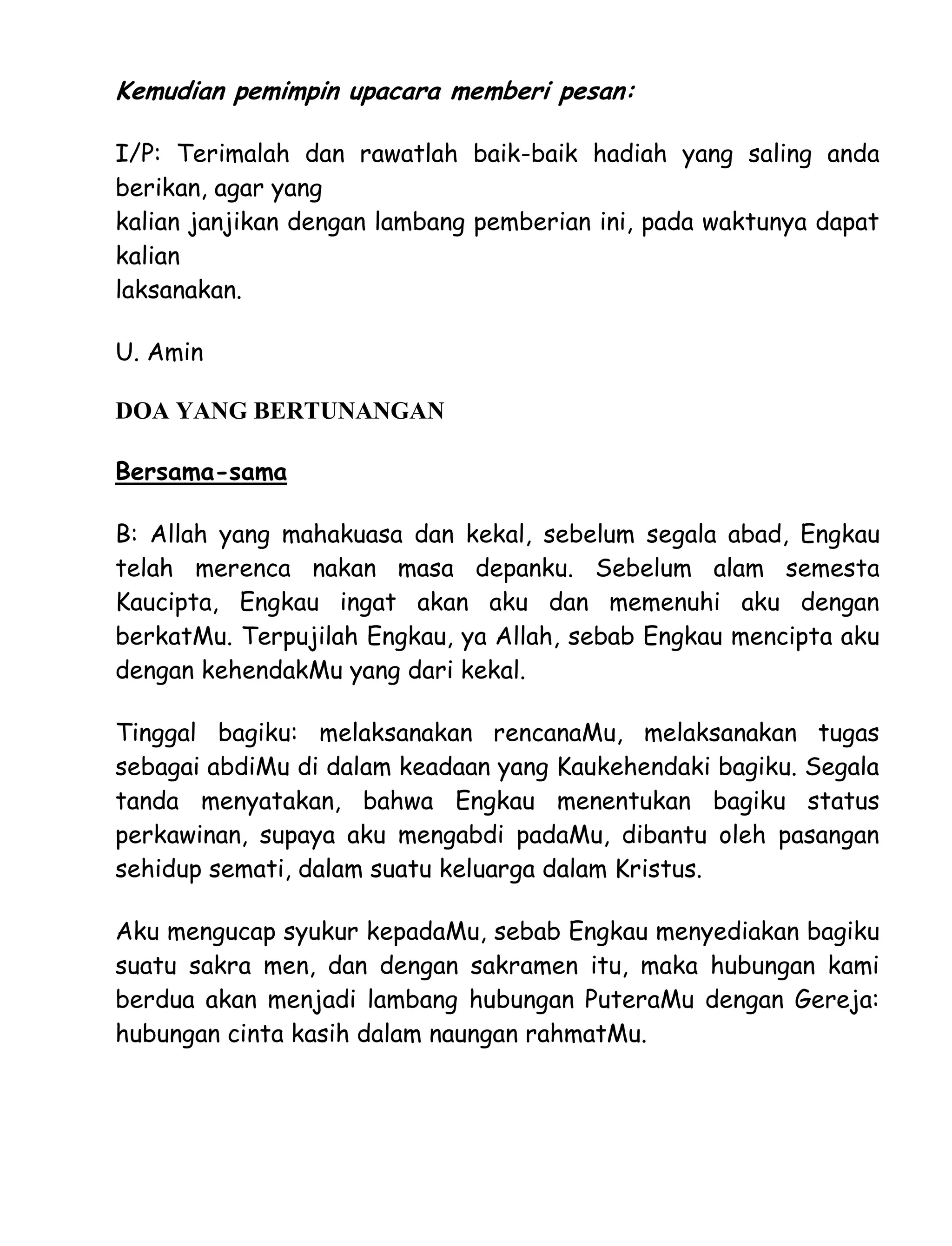 Upacara pembukaan pertunangan | DOCX