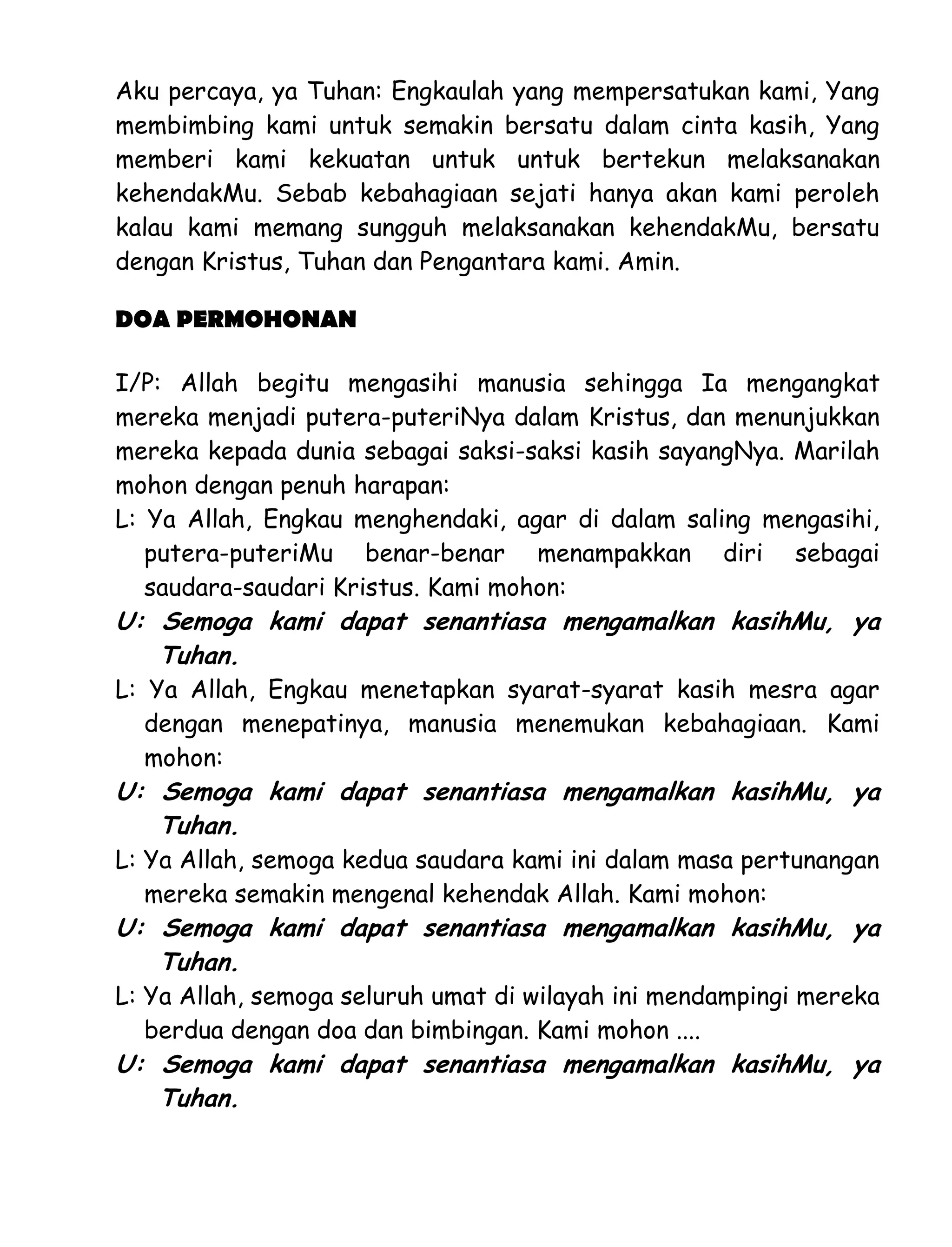 Upacara pembukaan pertunangan | DOCX