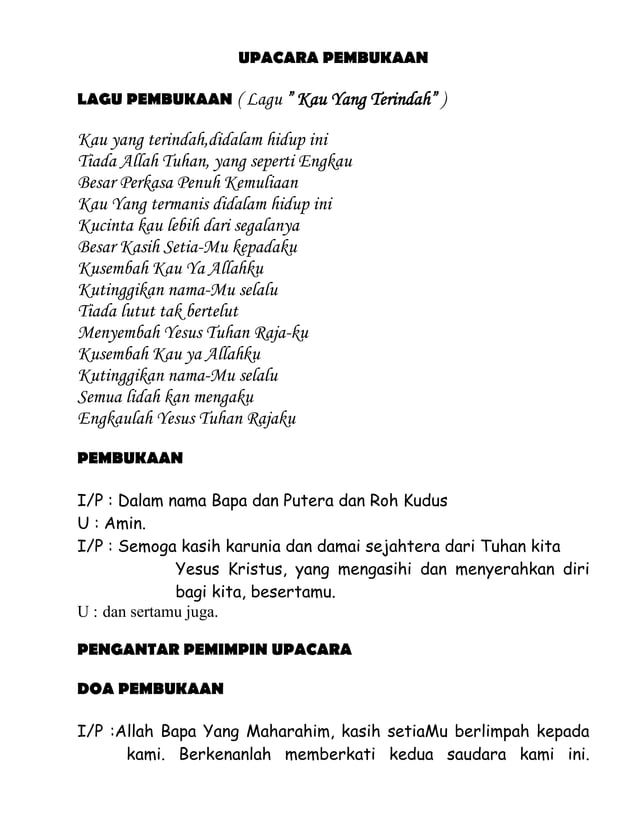 Upacara pembukaan pertunangan | DOCX