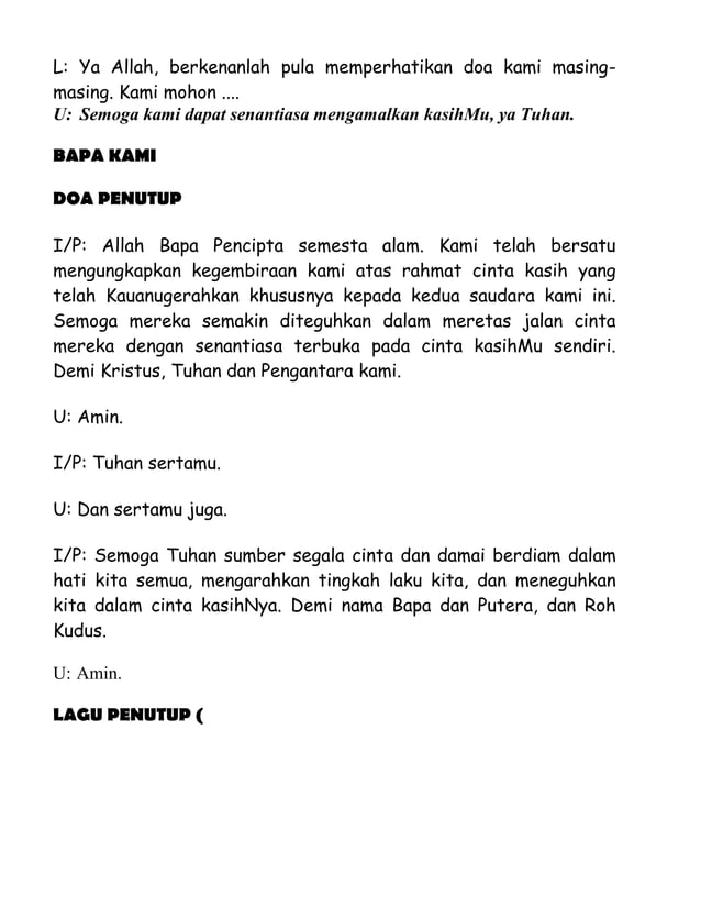 Upacara pembukaan pertunangan | DOCX