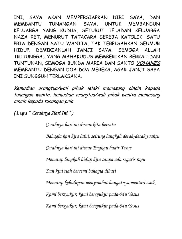 Upacara pembukaan pertunangan | DOCX