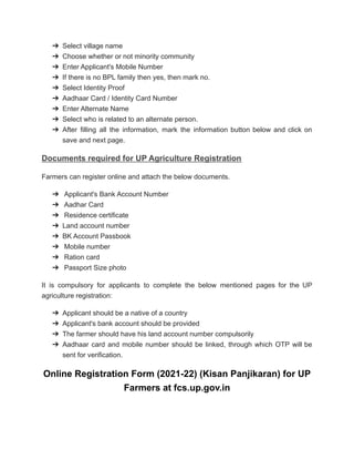 Up agriculture 2021 - Farmer Registration | PDF