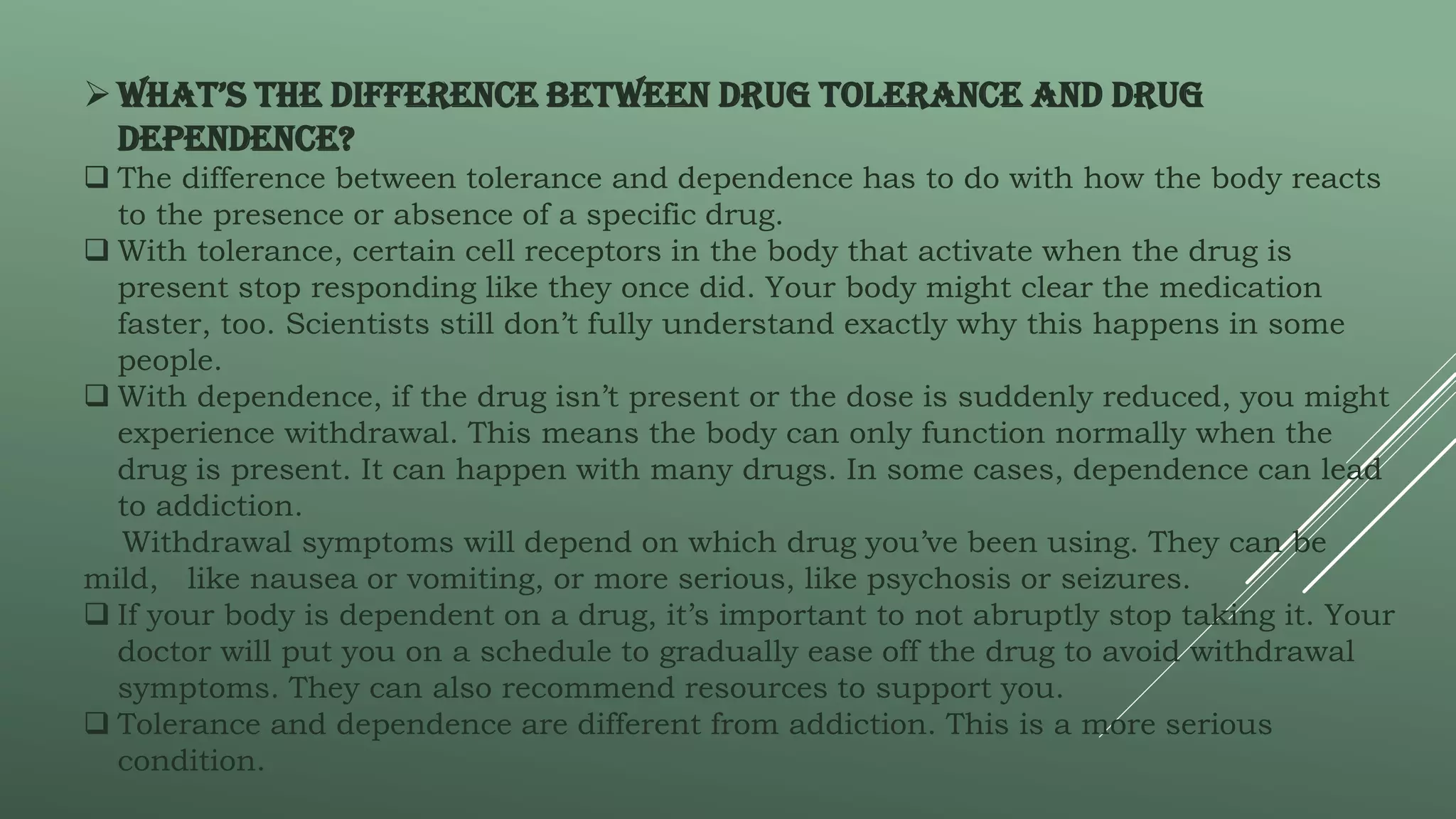 drugs abuse , tolerances, addiction | PDF