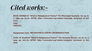Characteristics of Metaphysical Poetry 101 | PPTX