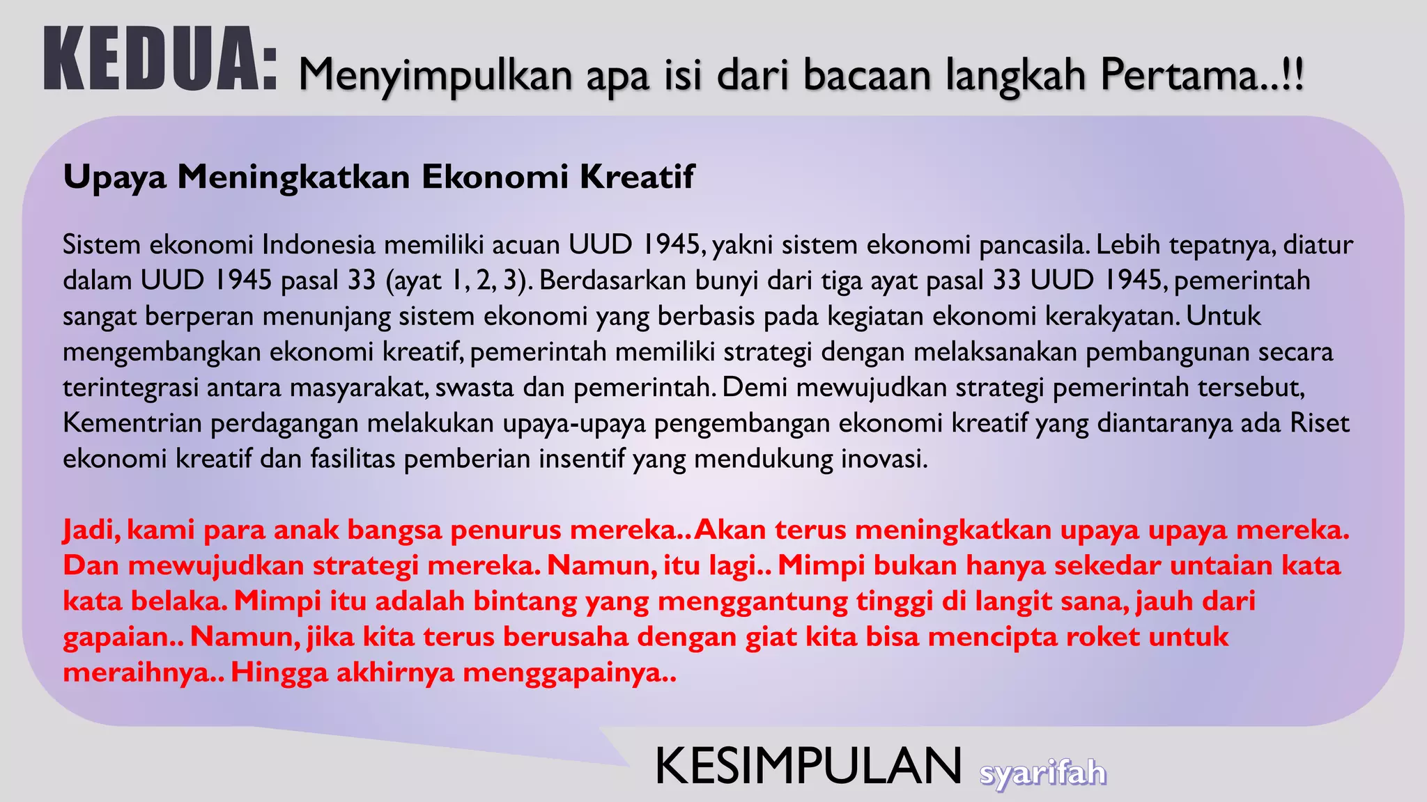 Upaya meningkatkan ekonomi kreatif - kelas 9 | PDF