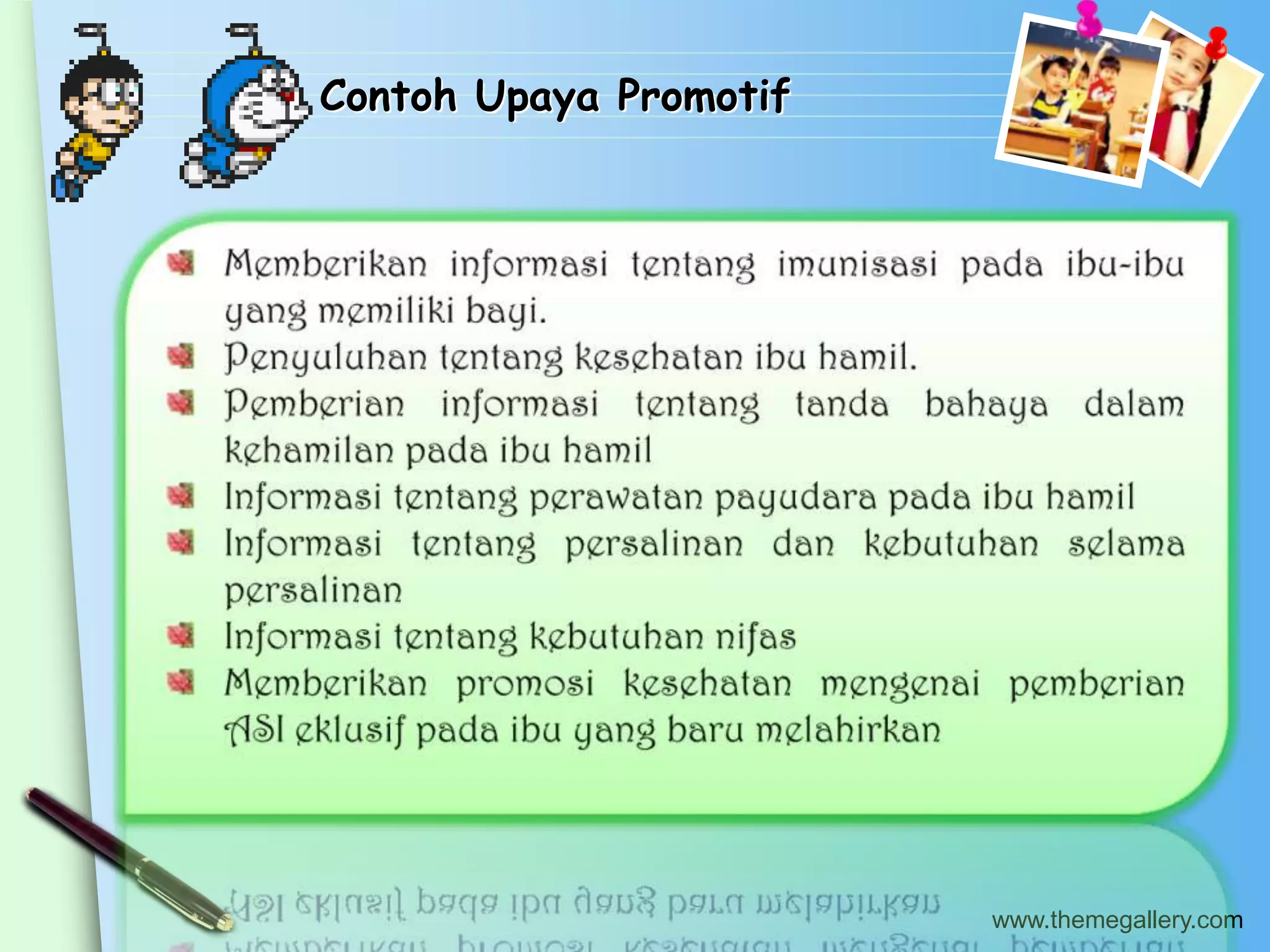 Upaya promkes dalam pelayanan kebidanan promotif, preventif | PPTX