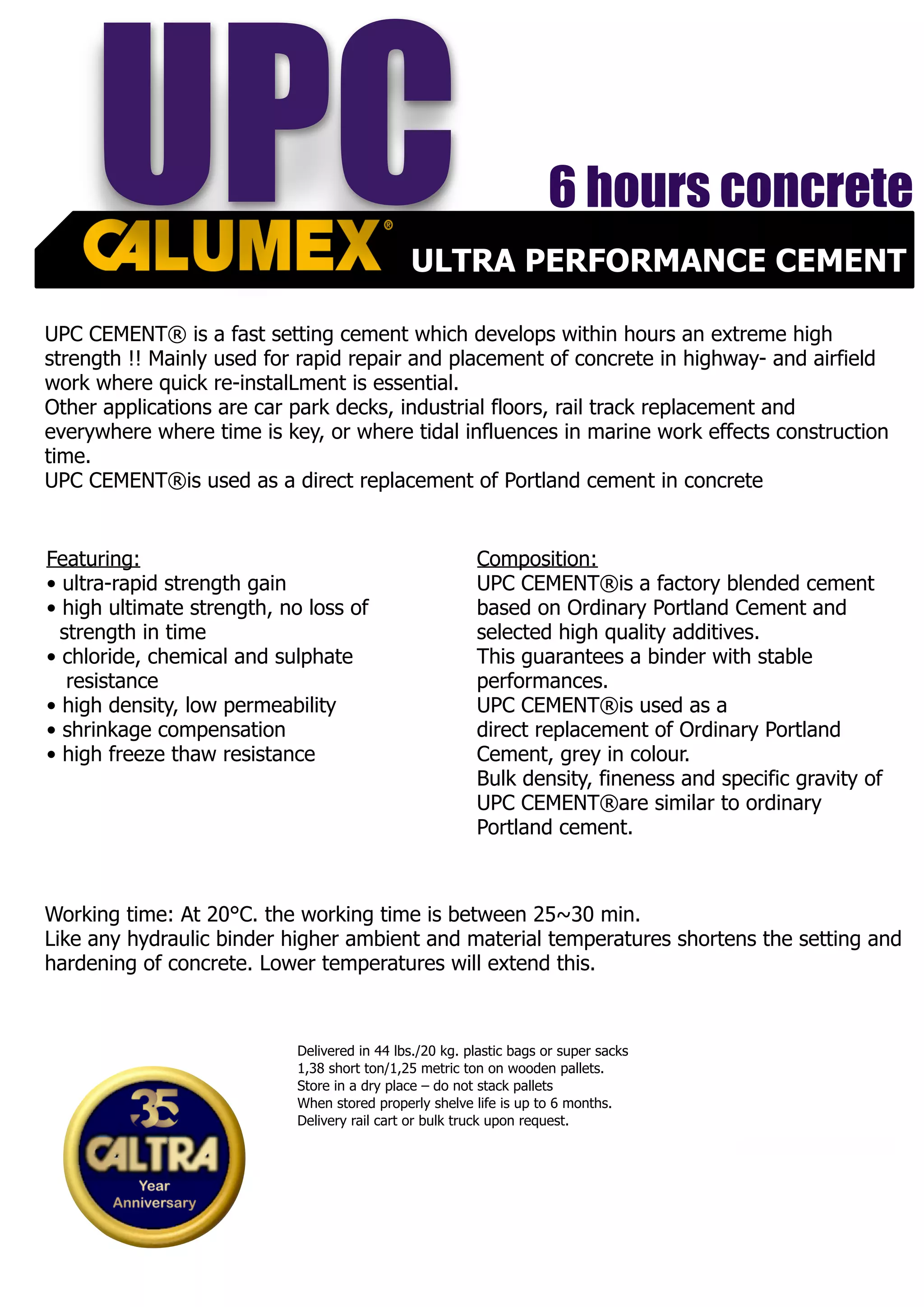 CALUMEX ULTRA PERFORMANCE CEMENT | PDF