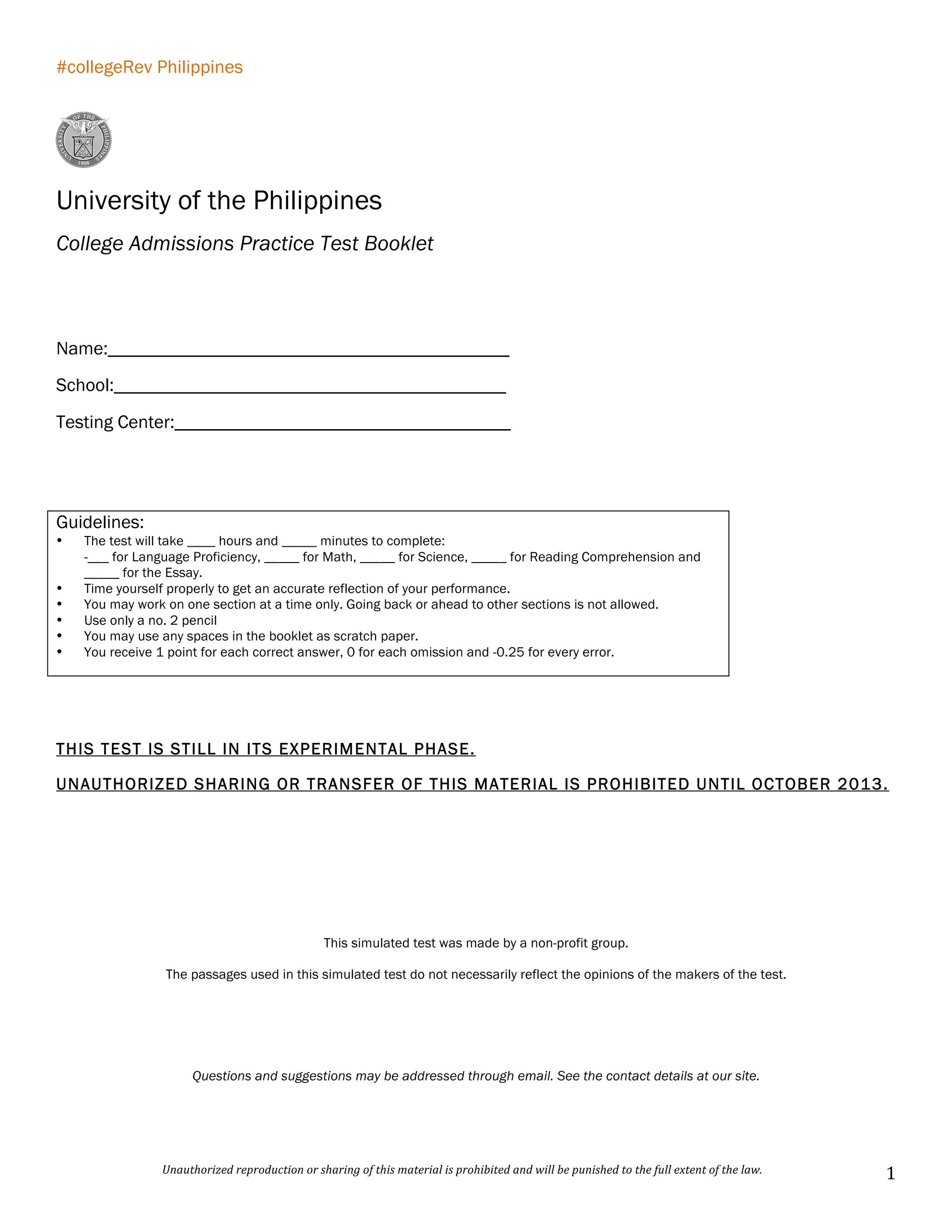 UPCAT-REVIEWER-INTRODUCTION.pdf college entrance exam | PDF