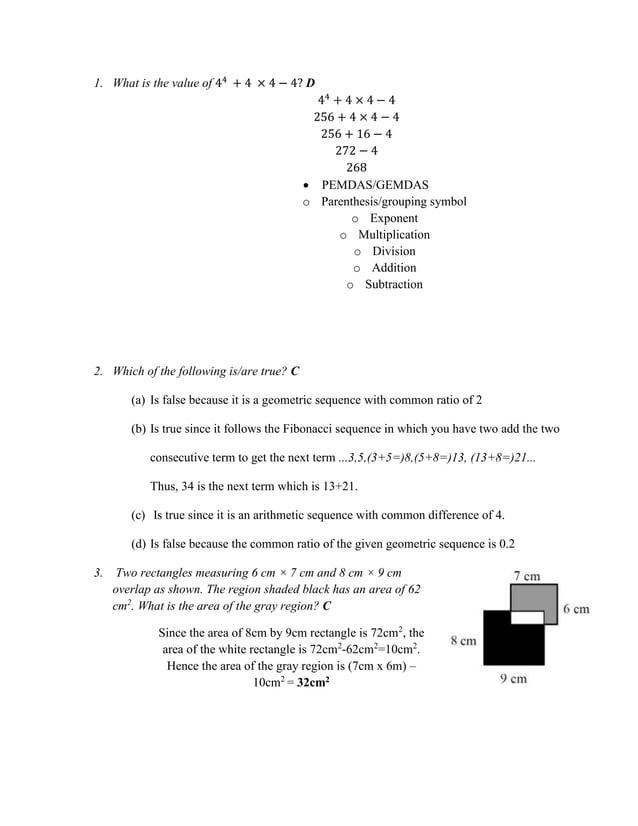 Upcat math 2014 solution | PDF