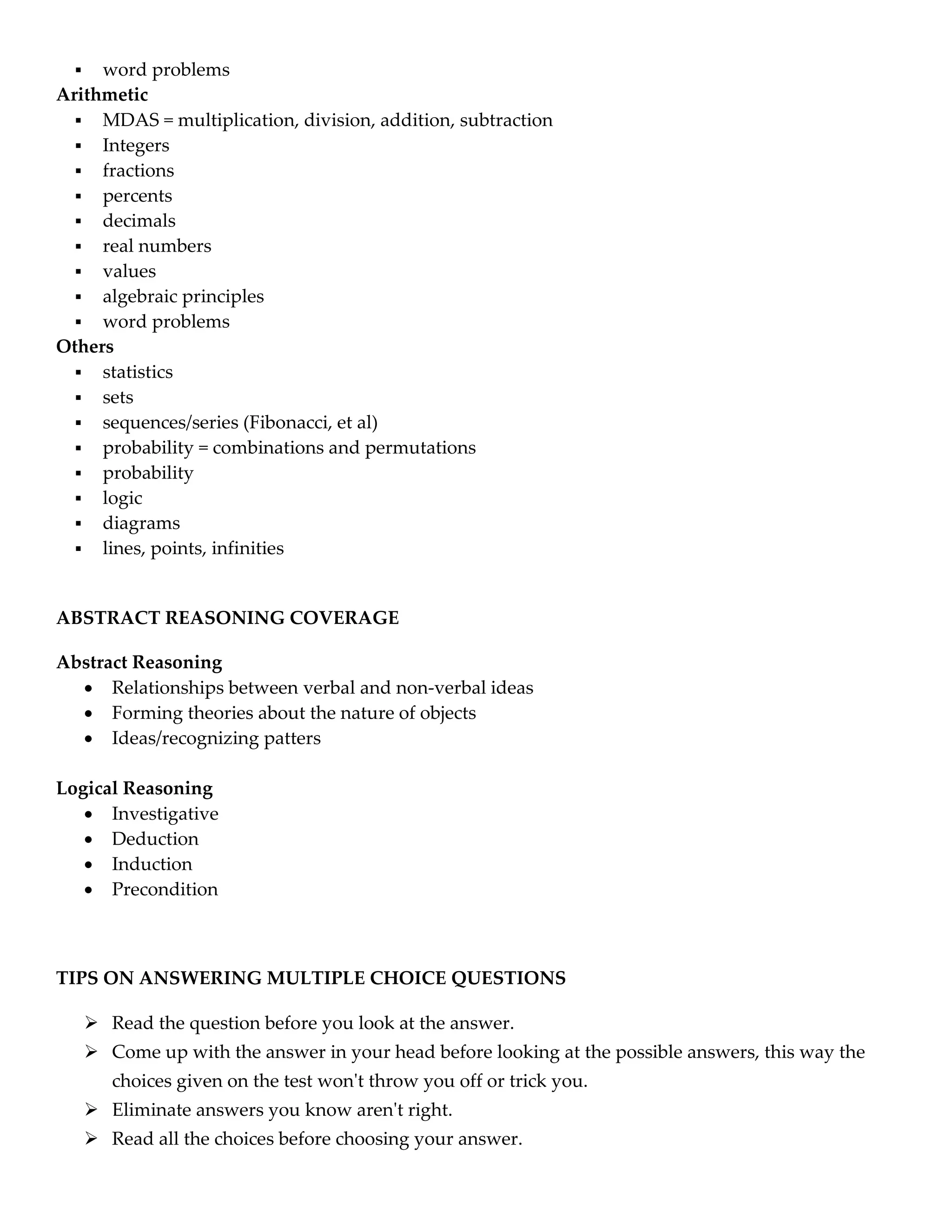 POWER REVIEW FOR COLLEGE ENTRANCE EXAMNATIONS | DOCX