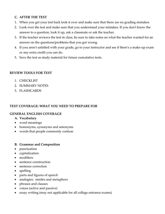 POWER REVIEW FOR COLLEGE ENTRANCE EXAMNATIONS | DOCX | Educational ...