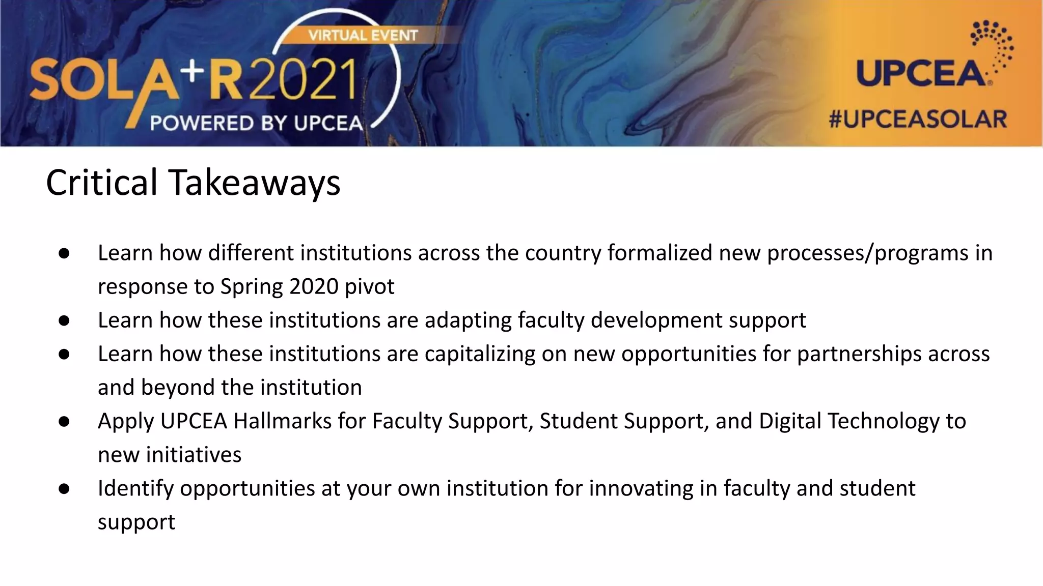 UPCEA SOLA+R presentation: Leveraging the Pivot | PPT