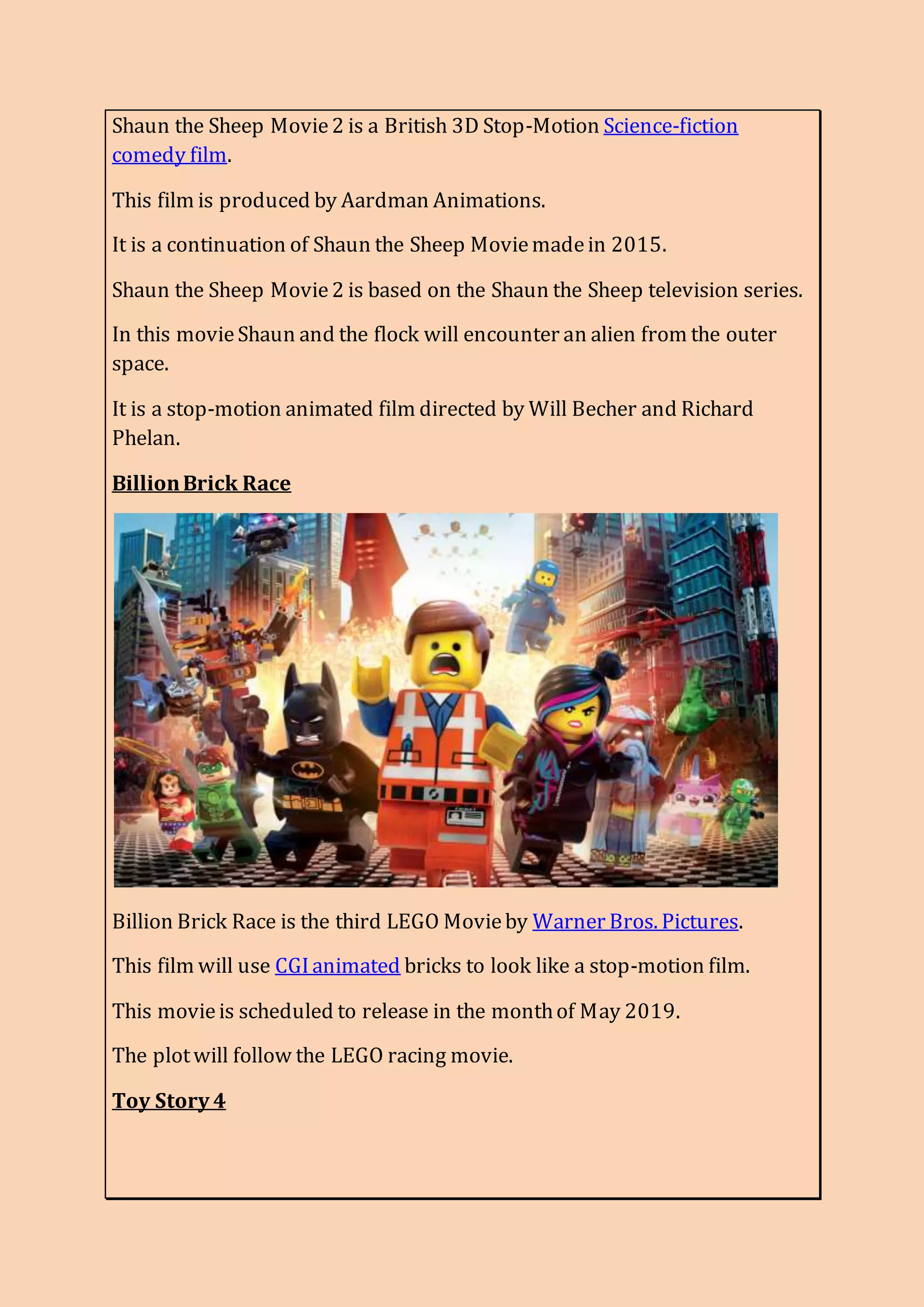 Upcoming Animated Movies 2019 | DOCX