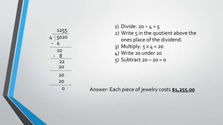 Division of 3 digit to 4 digit by 1 digit divisor | PPTX
