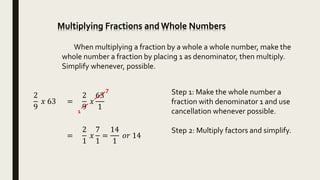 Multiplying Fractions by another fraction and whole number | PPTX