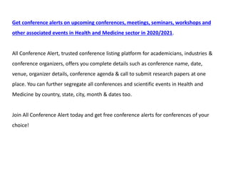 Upcoming Health and Medicine Conferences in March 2020 | PDF