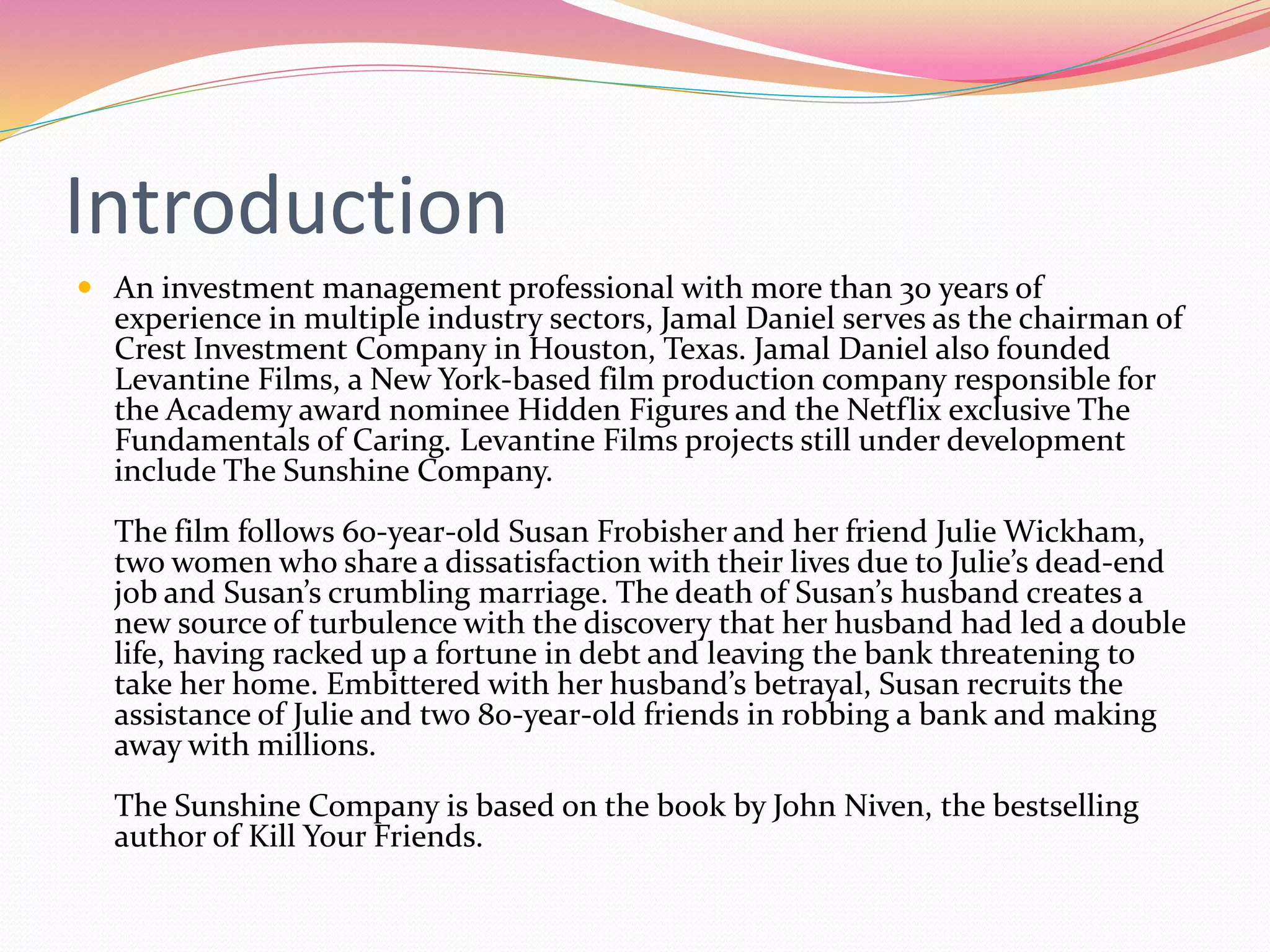 Upcoming Levantine Films Project - The Sunshine Company | PPTX