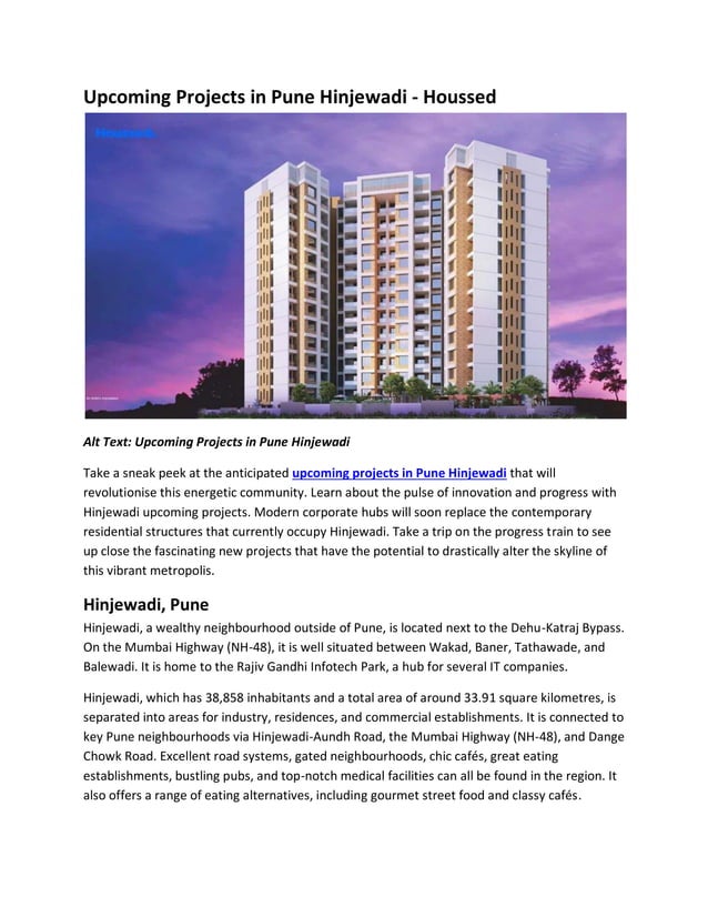 Discover New Upcoming Projects in Pune, Hinjewadi | PDF