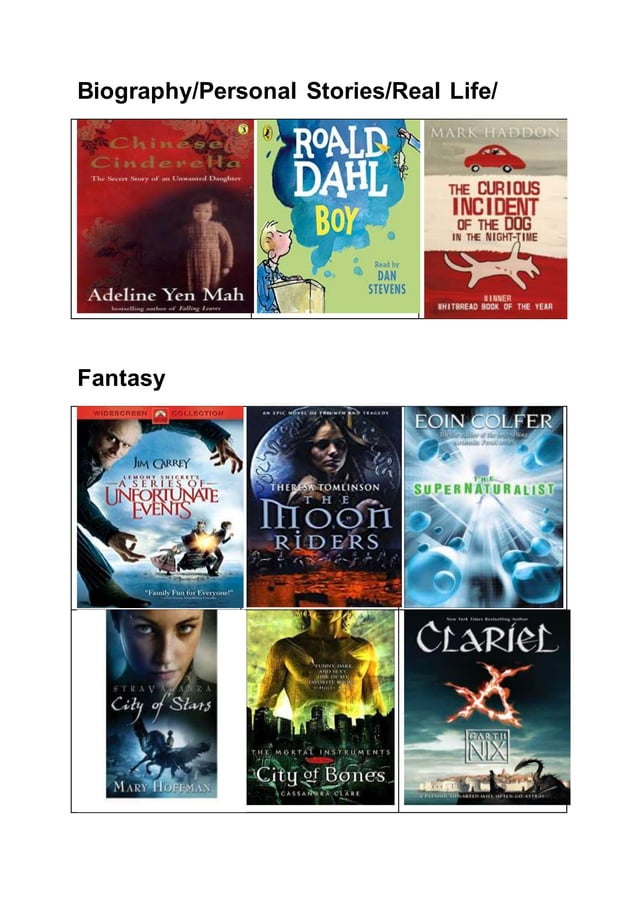 Year 8 reading list | DOCX | Genres
