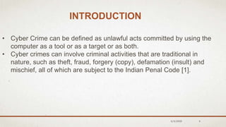 cyber crime | PPTX | Crime & Harmful Acts to Individuals, Society ...