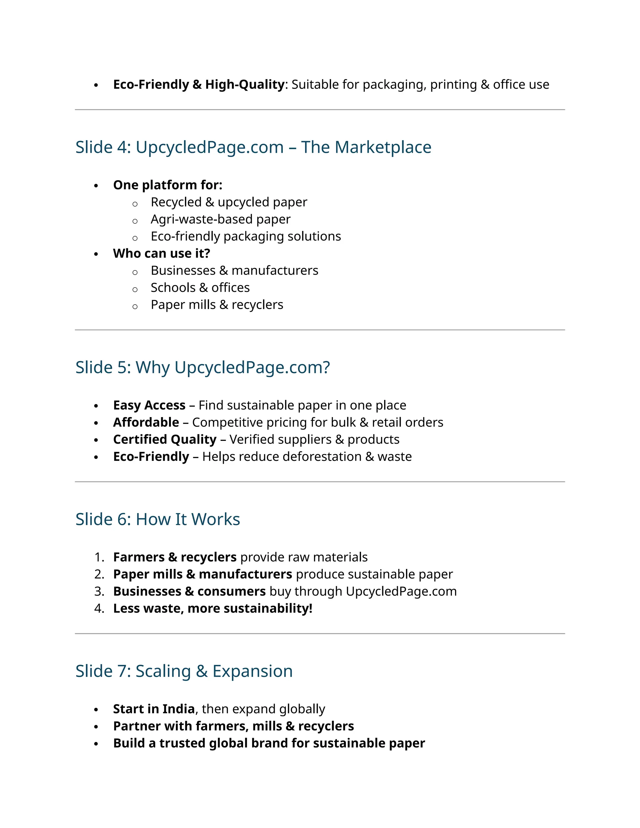 UpcycledPages.com – Transforming Waste into Sustainable Paper | PDF