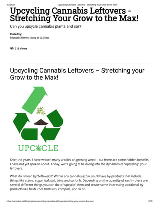 Upcycling Cannabis Leftovers - Maximize Your Grow | PDF