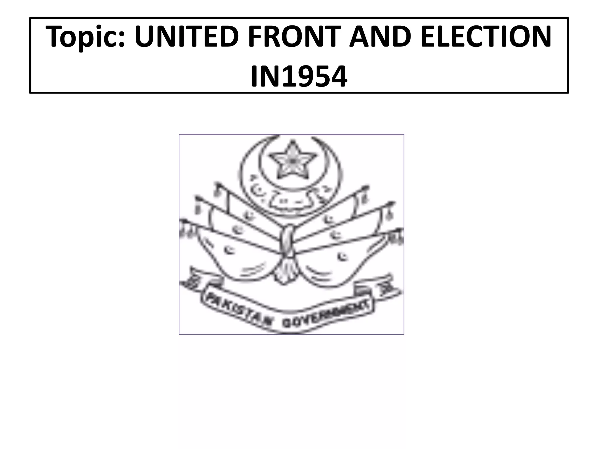 Topic: UNITED FRONT AND ELECTION IN1954 Topic: UNITED FRONT AND ...