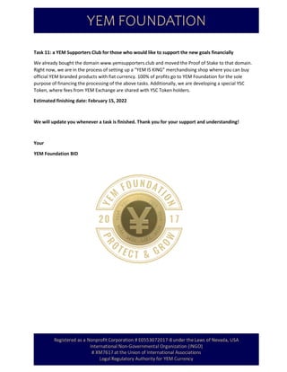 YEM Foundation update 2022-01-22 | PDF