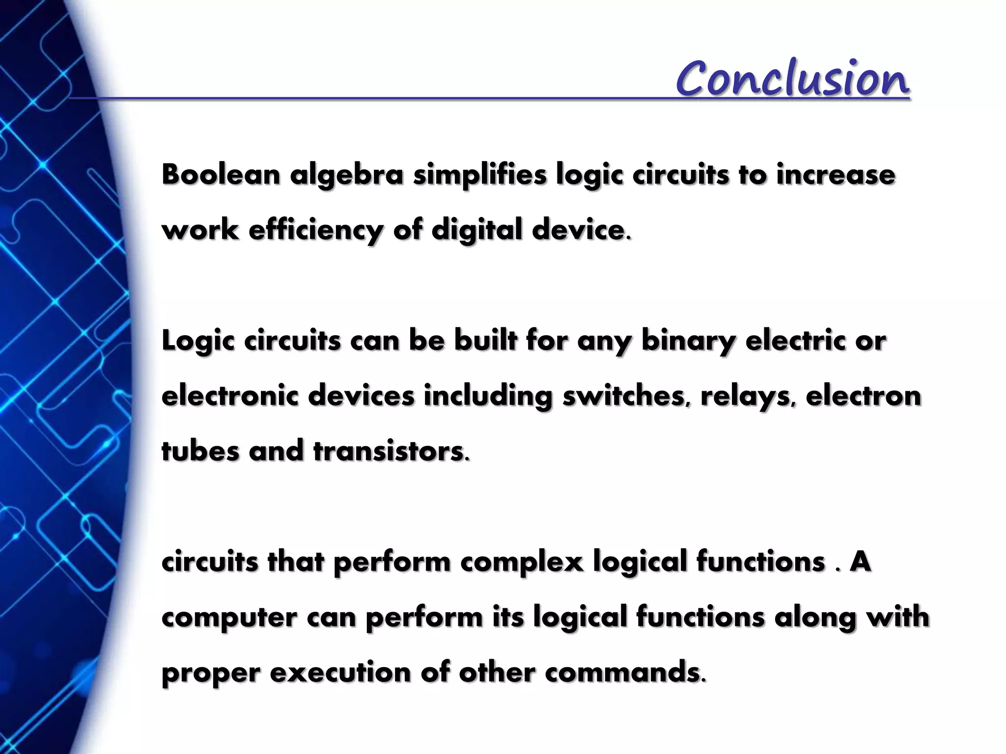 BOOLEAN ALGEBRA AND LOGIC GATE | PPTX