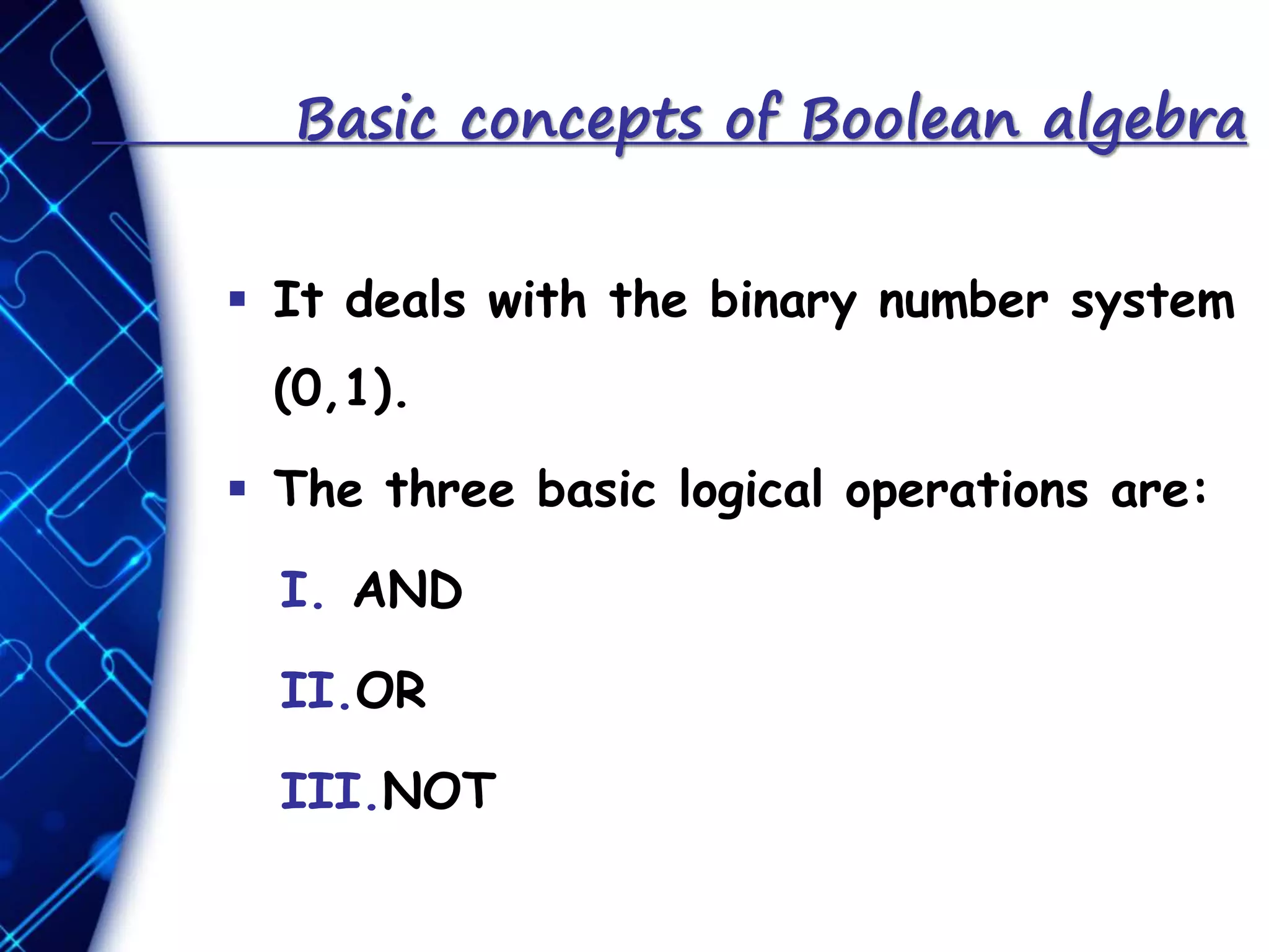 BOOLEAN ALGEBRA AND LOGIC GATE | PPTX