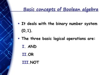 BOOLEAN ALGEBRA AND LOGIC GATE | PPTX