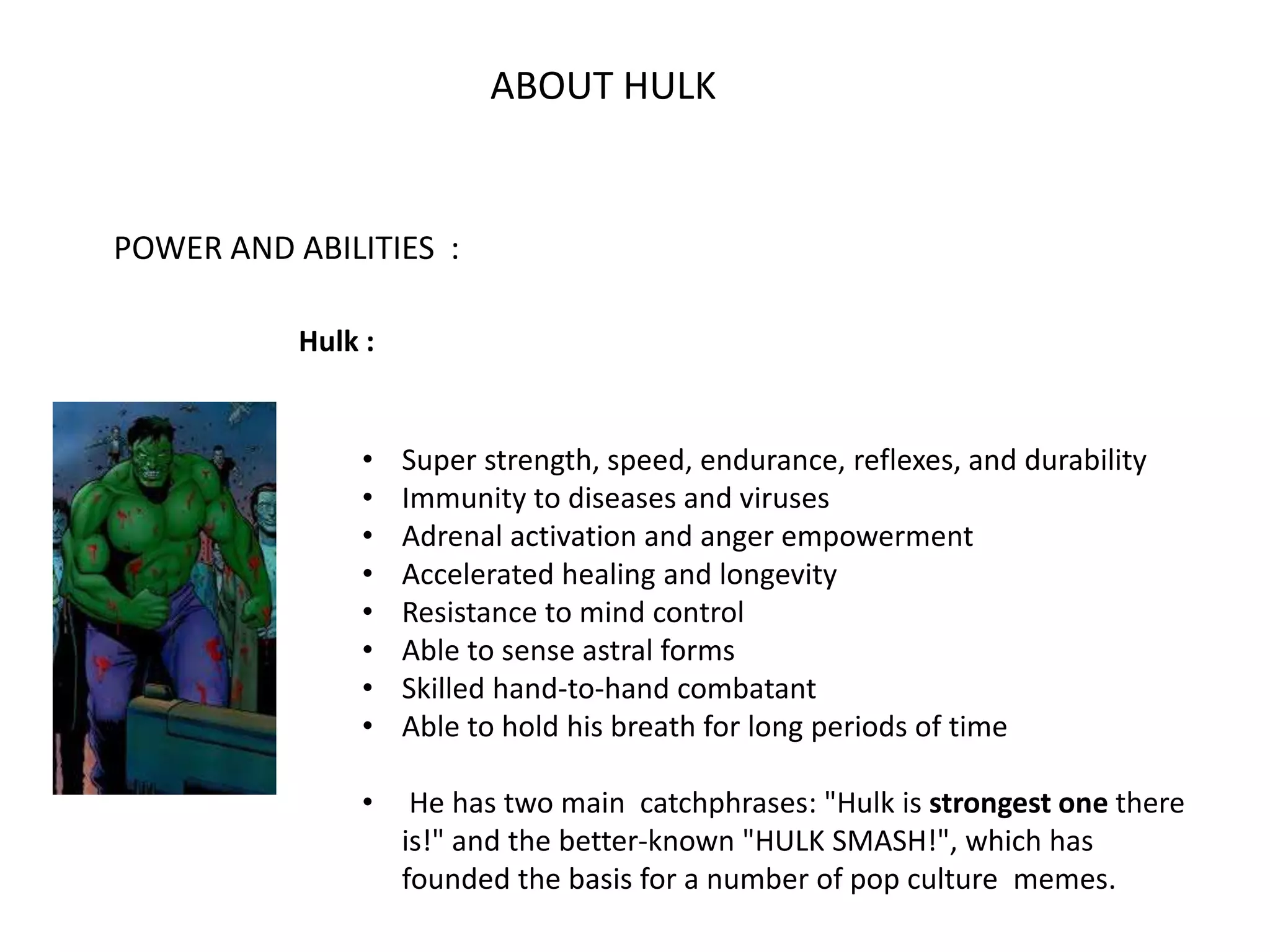 Update analysis of hulk character | PPTX